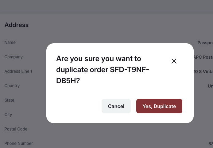 Creating a Reshipment